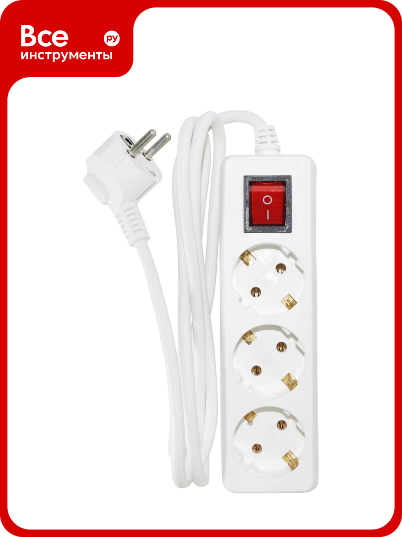 Удлинитель Jilion U-3g-5m-Z-V-c с 3 евророзетками (с/з, с/в) 5 м SIMPLE, подключения бытовой техники