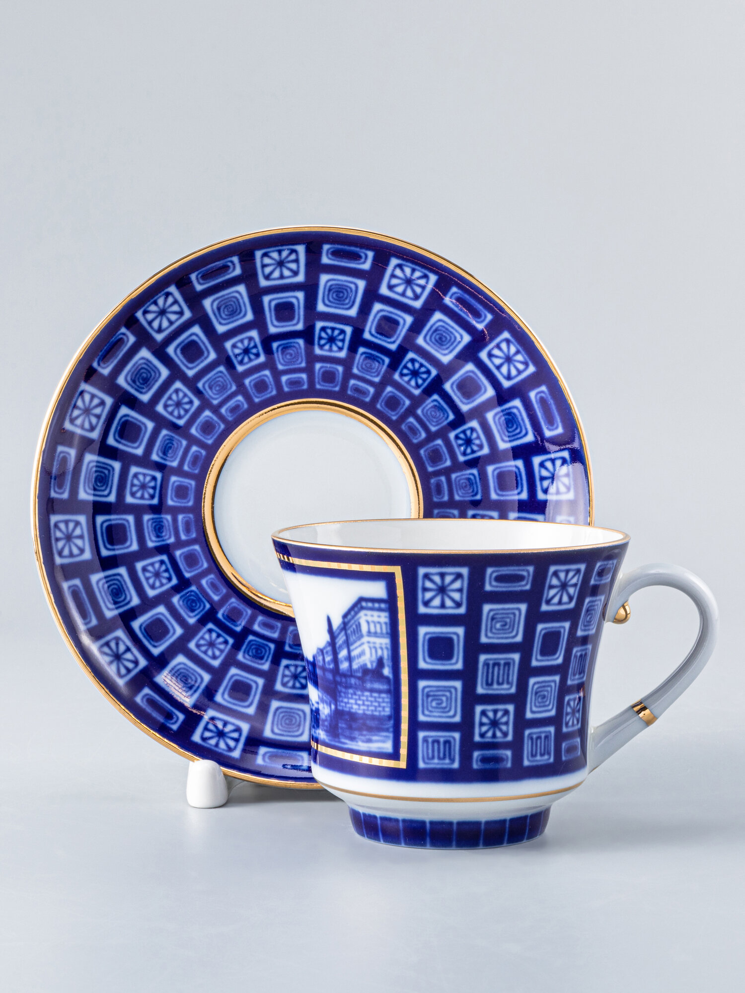 Чайная пара "Египетский мост" форма Банкетная, Императорский фарфоровый завод, 220 мл