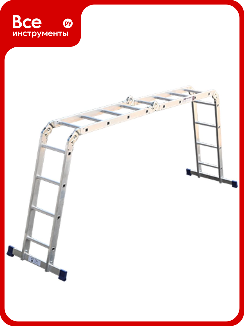 Алюминиевая лестница Алюмет шарнирная четырехсекционная 4х4 ступеней. Серия TL 4044 из качественной стали