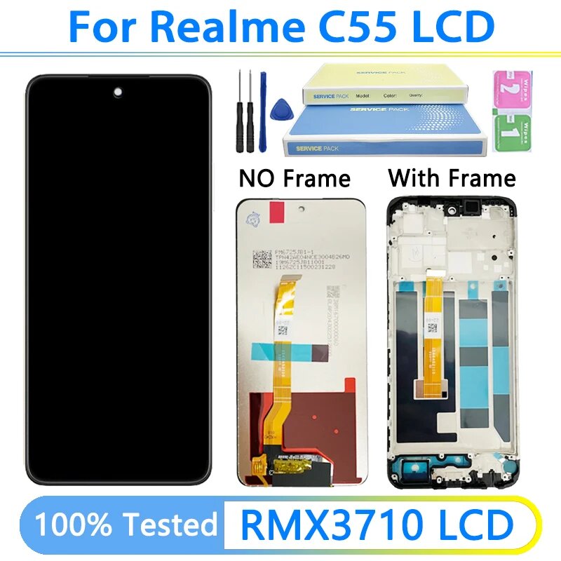 RMX3710 ЖК-дисплей для Realme C55, сенсорный экран, дигитайзер, панель в сборе для RealmeC55, ЖК-экран с рамкой