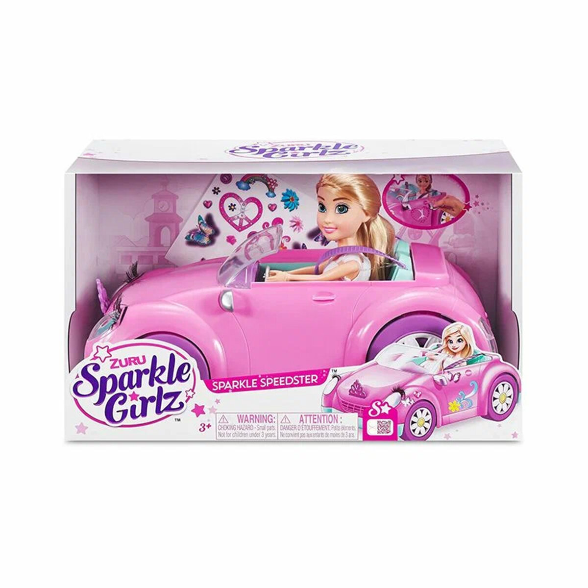 Zuru Sparkle Girlz Sparkle Speedster / Милый розовый кабриолет с куклой, Модные игрушки для кукол