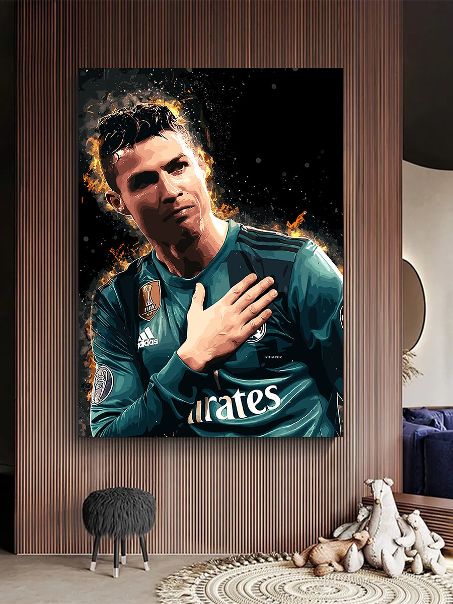 Картина на стену - "Футбол, Криштиану Роналду / Cristiano Ronaldo" , 50х70 см.