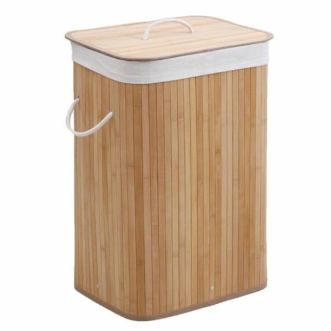 Корзина плетеная с крышкой для белья и игрушек в ванную, объем 72 л, 40*30*60см, квадратная