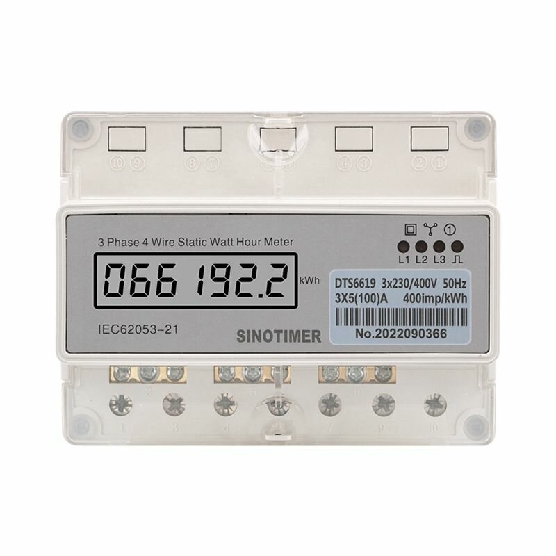 4-проводной счетчик мощности KWH 100A SINOTIMER MyPads на DIN-рейку трехфазный