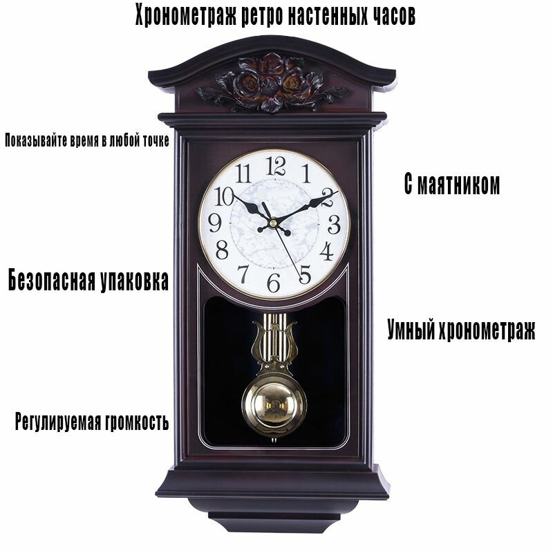 Ретро настенные часы с маятником и интеллектуальным хронометражом для точного времени и уюта в интерьере