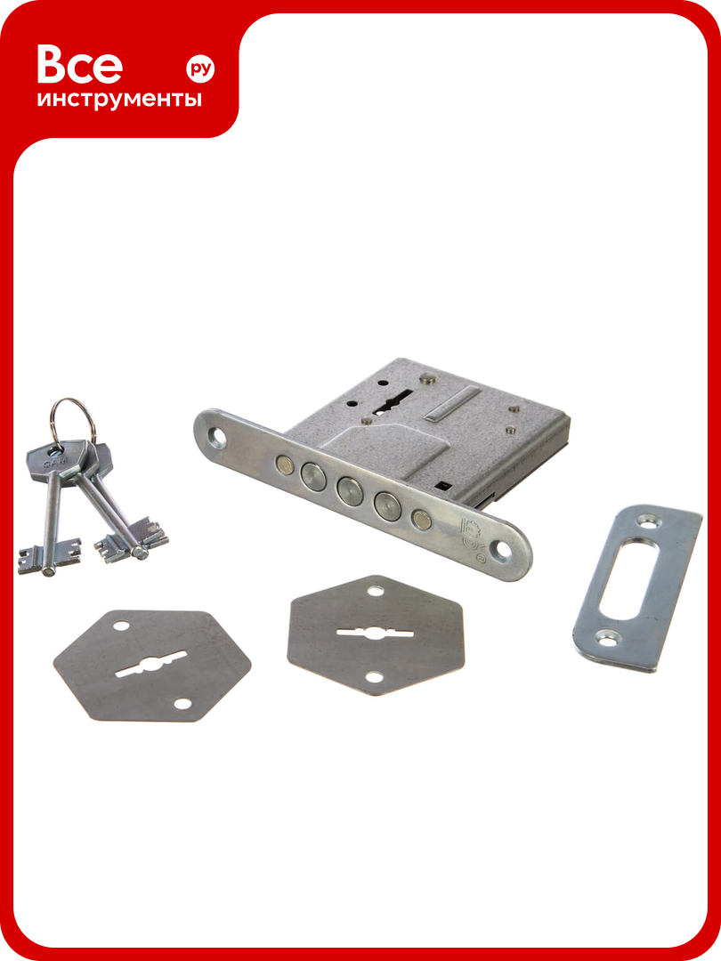 Врезной замок BORDER 76600-ЗВ8-4С/13. ЗП7. НШ-014.1Ш3 6075 хром планка, сувальдный механизм