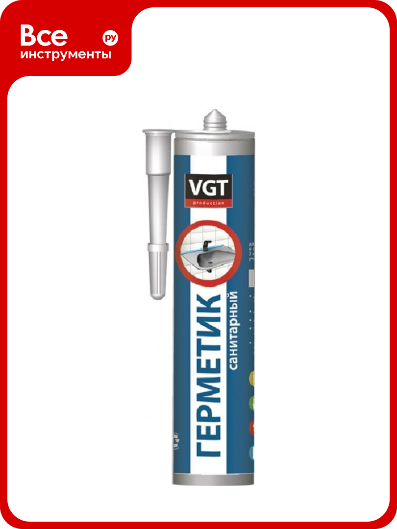 Акриловый герметик VGT мастика для внут. и нар. работ санитарный прозрачный 0,28кг 11604933