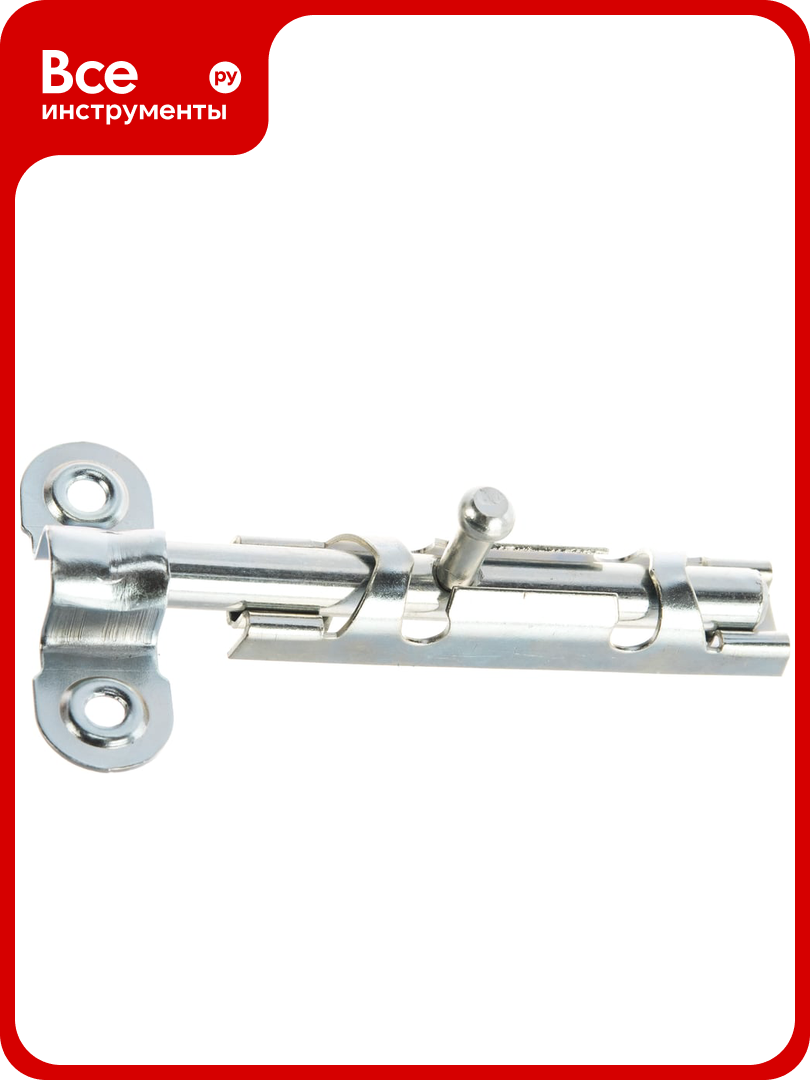 Накладной стальной шпингалет Без бренда ЗТ-19305, малый, покрытие белый цинк, 65мм 37730-65