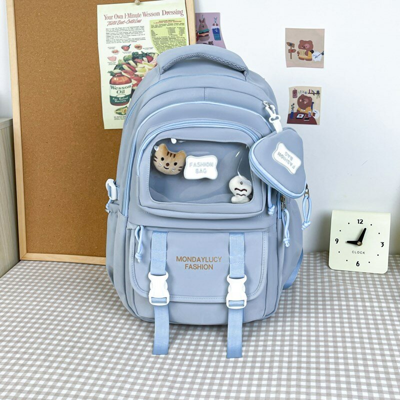 Рюкзак, японский стиль, синий, для школьников