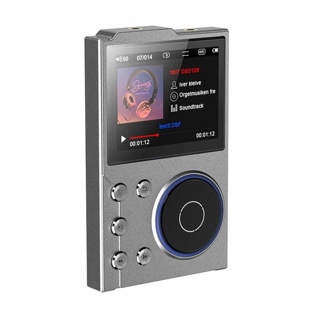 Hi-Fi-плеер с поддержкой DSD256, Bluetooth 5.3 и 2,4-дюймовым дисплеем, серый