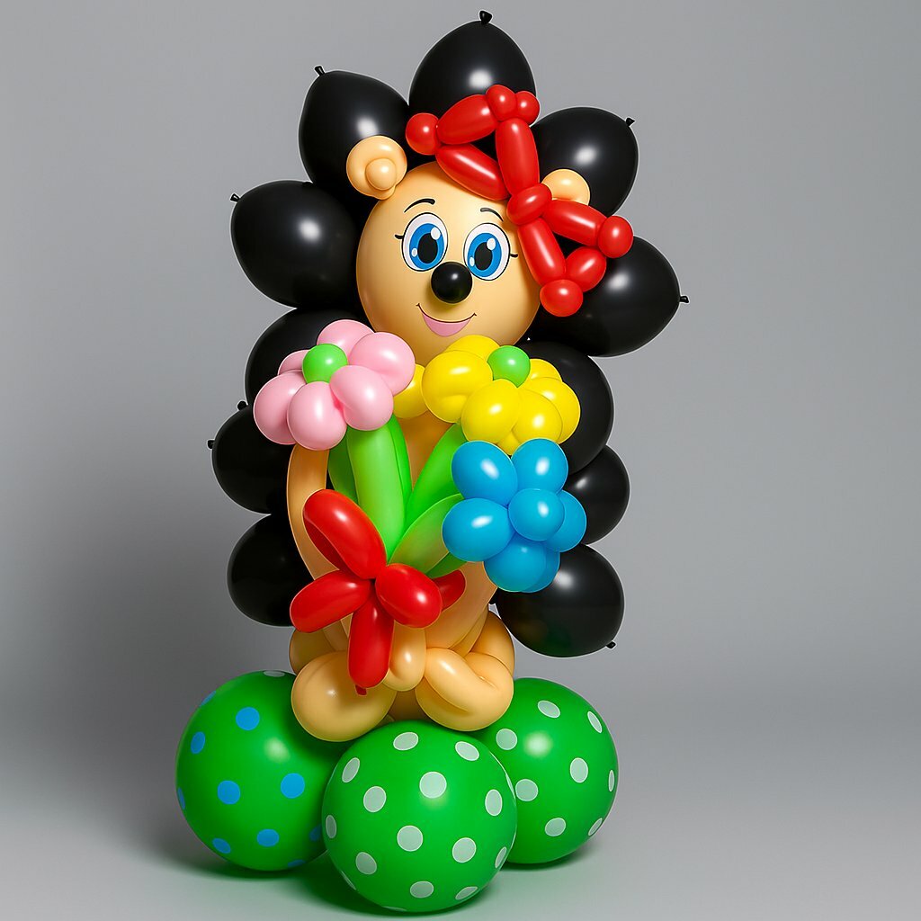 Фигура из шаров "Ежик с ромашками"