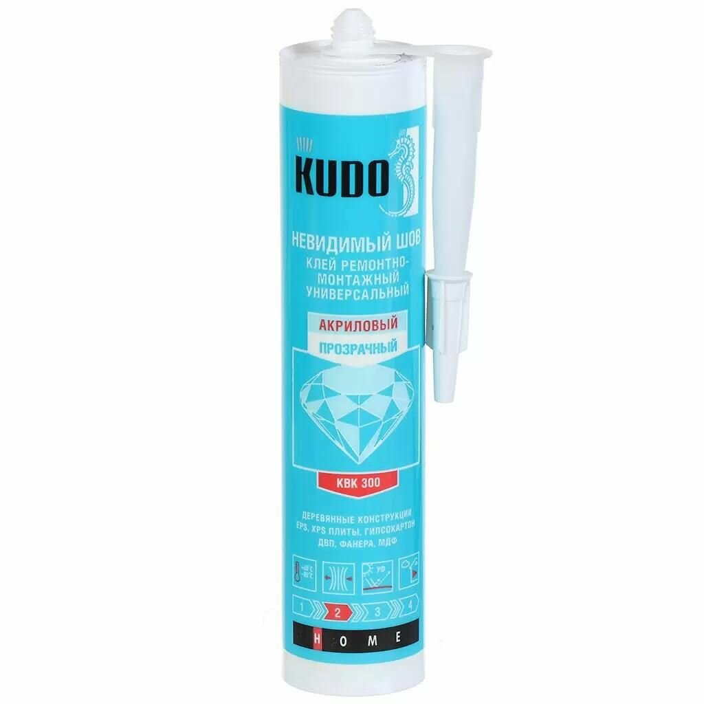 Строительный клей KUDO монтажный, акриловый, универсальный, прозрачный, 280 мл