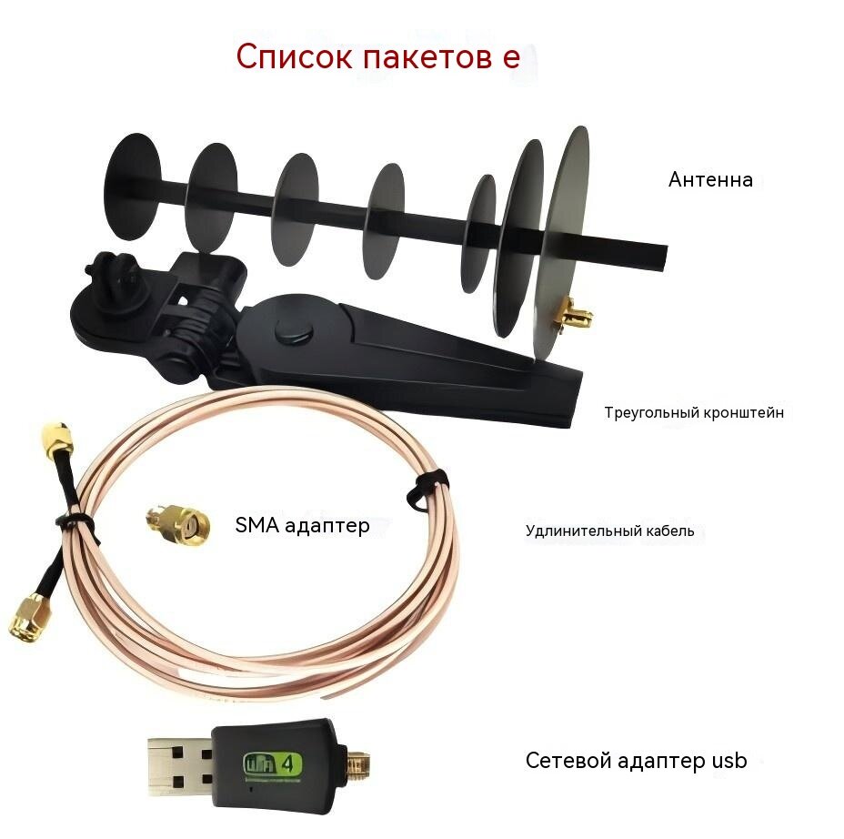 Wi-Fi-адаптер, с антенной, двухдиапазонный, 12дБи, USB, черный
