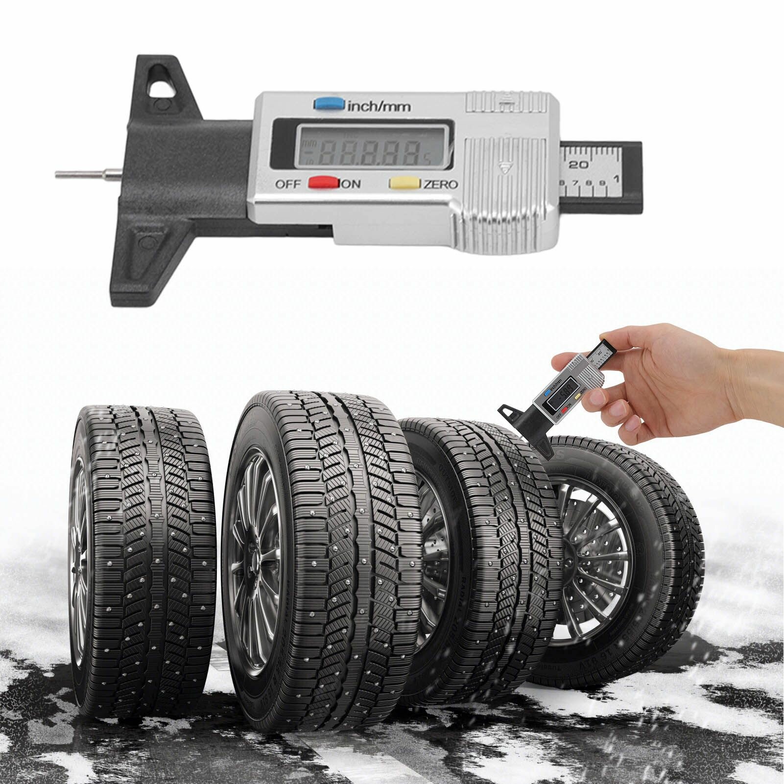 Датчик глубины протектора шины, цифровой, для автомобиля,