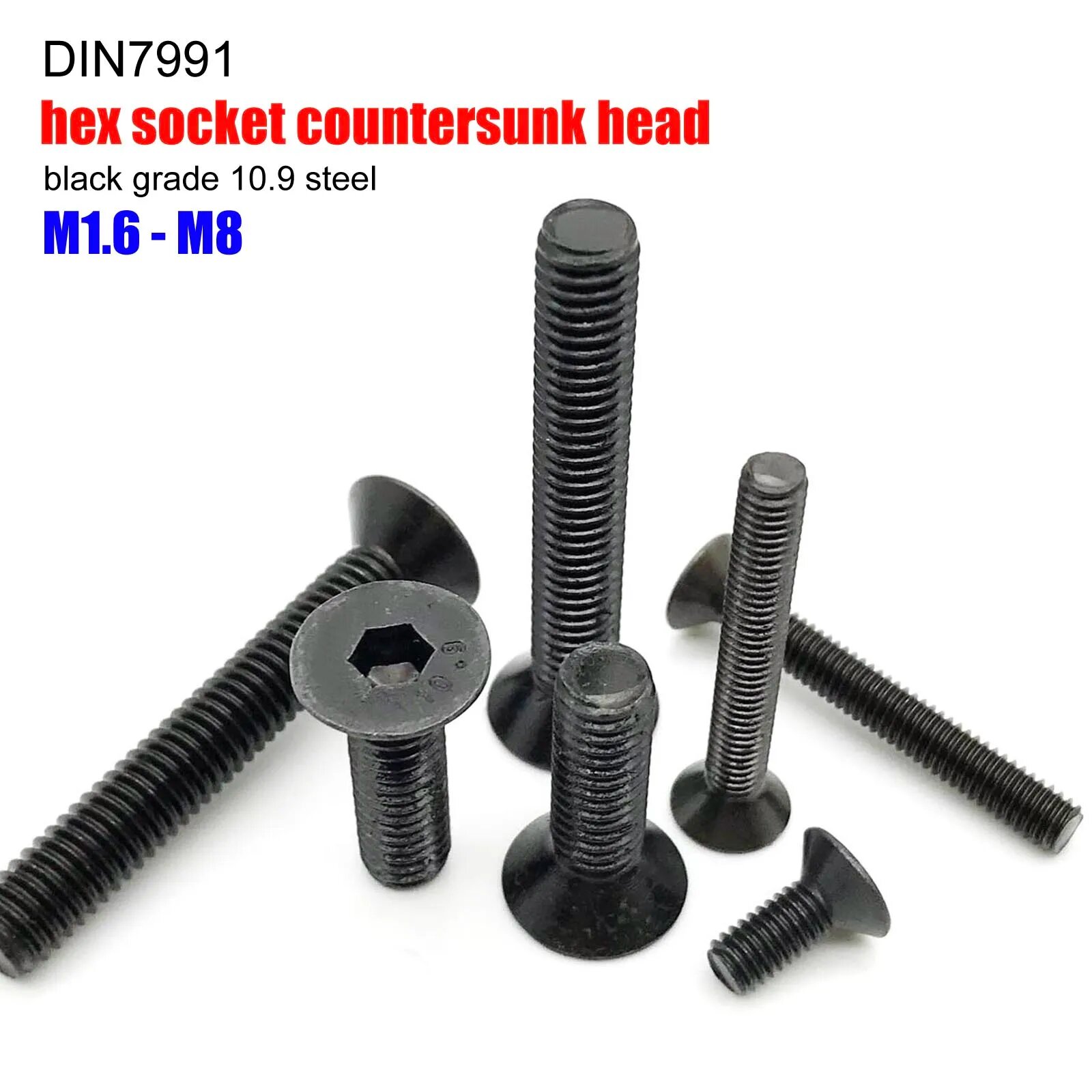 Болты M6 черные стальные DIN7991, 25mm (10шт)
