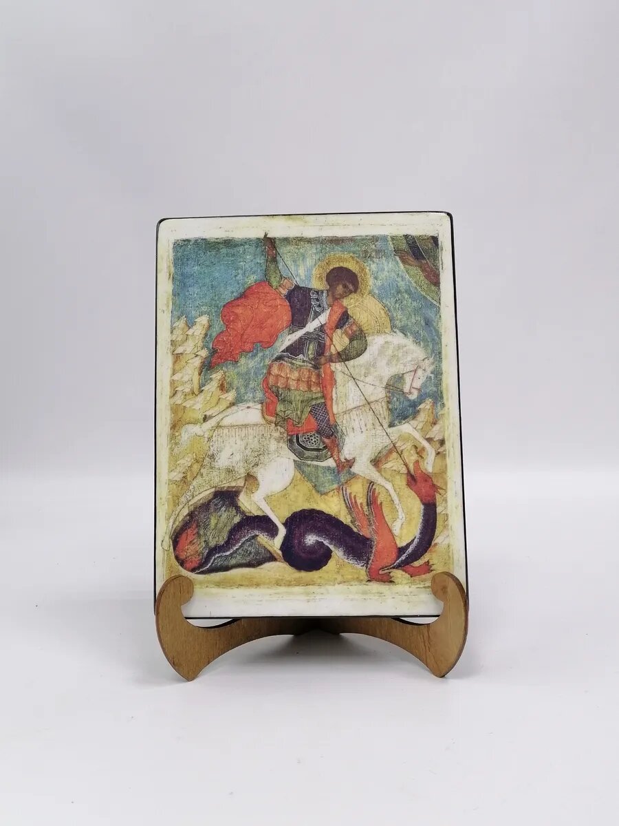 Георгий Победоносец. Чудо о змие, арт Иг077, 15x20x3 см