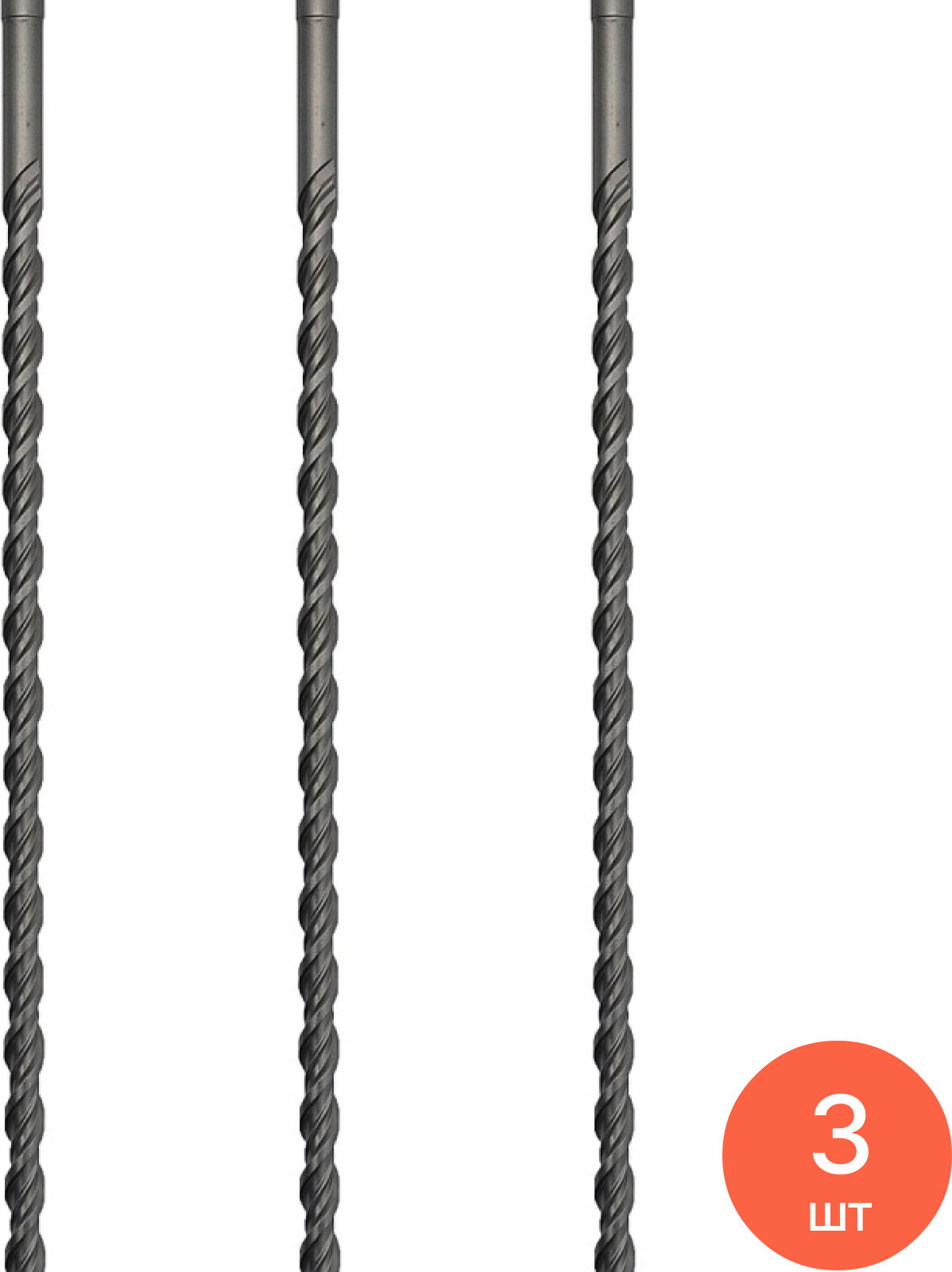 Бур Elitech / Элитек для перфоратора, по бетону, из металла, SDS-Plus, диаметр 10мм, длина 460мм / расходные материалы и оснастка (комплект из 3 шт)