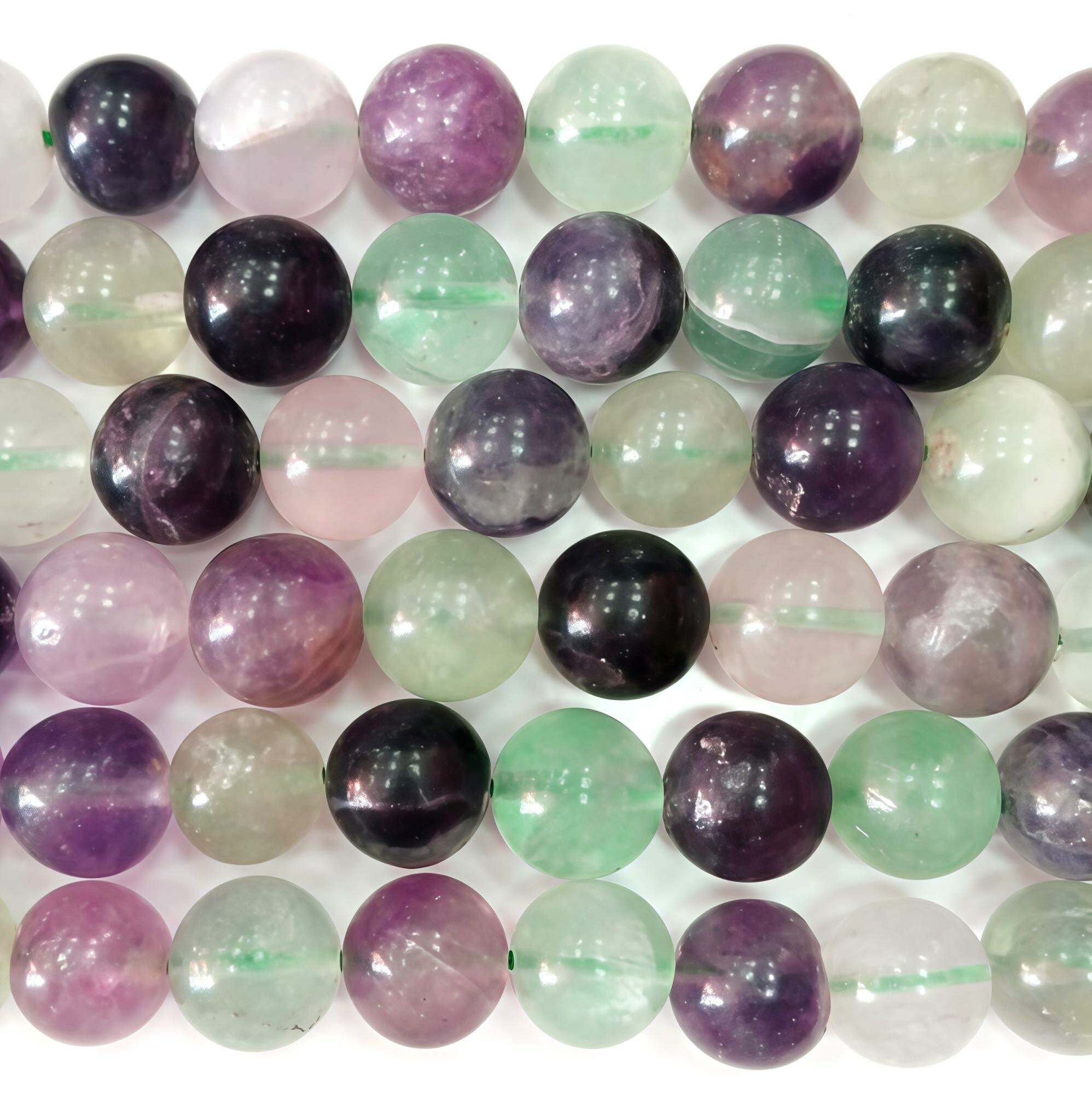 Бусины каменные, флюорит, 12мм, 32 шт, низка