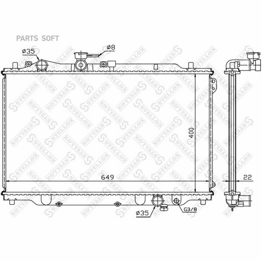 Радиатор системы охлаждения Mazda 626 1.6-2.2i 87-92 от официального дистрибьютора, STELLOX, артикул 1025034SX