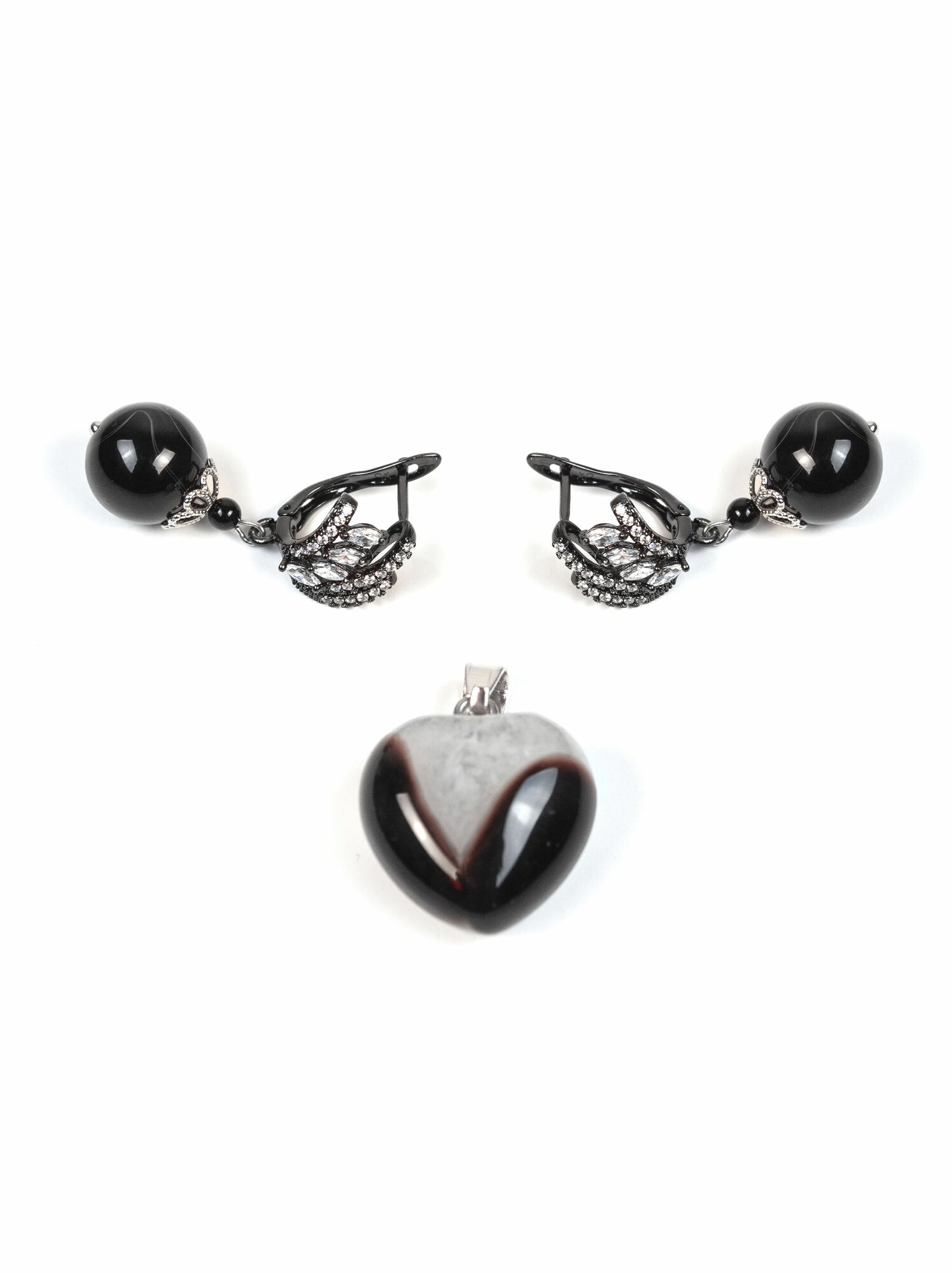 Серьги, агат, циркон