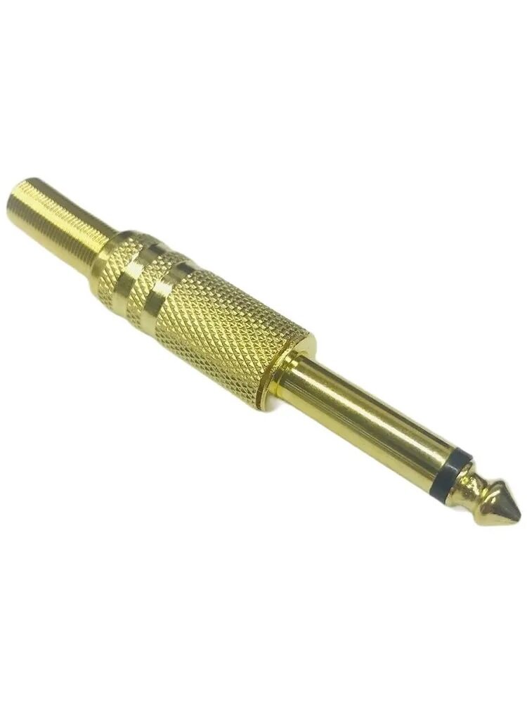 Штекер аудио Jack 6.3 мм, 1/4", "штекер", моно, металлический, на кабель под пайку