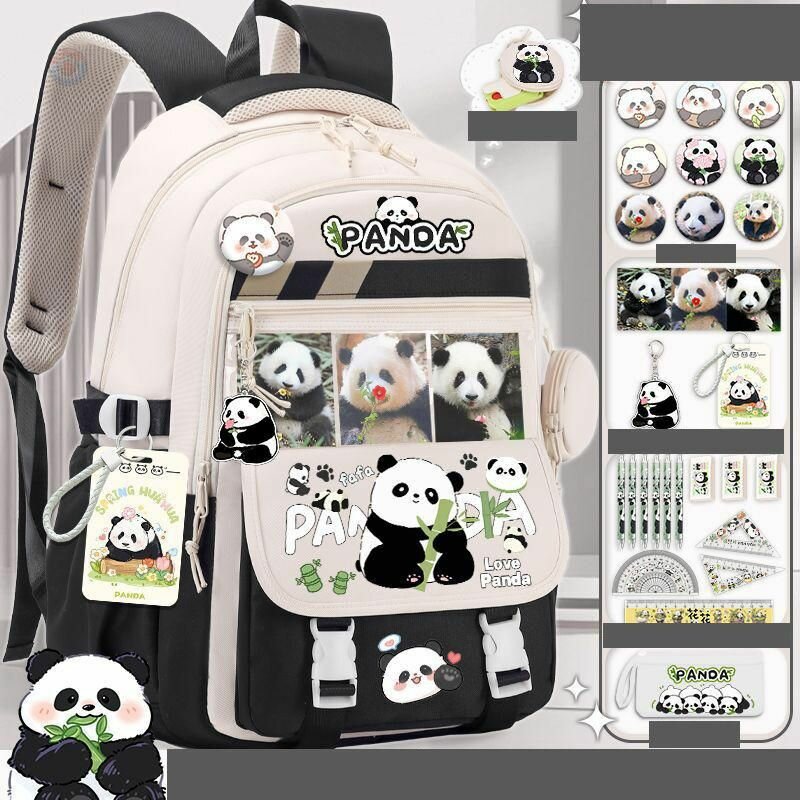 Детский рюкзак для школы с ортопедической спинкой и изображением панды, большой вместимости, водонепроницаемый и легкий