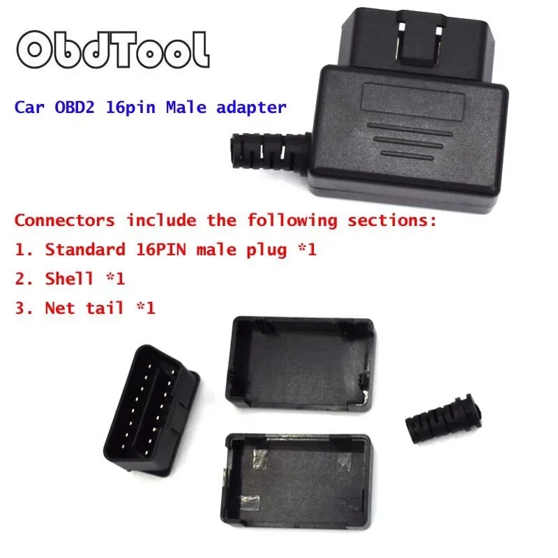 Универсальный 16-контактный OBDII OBD2 16-контактный разъем «мама-папа» для автомобильного сканера VAG OBD-штекер адаптер OBD 2 разъем больше варианта типа серый