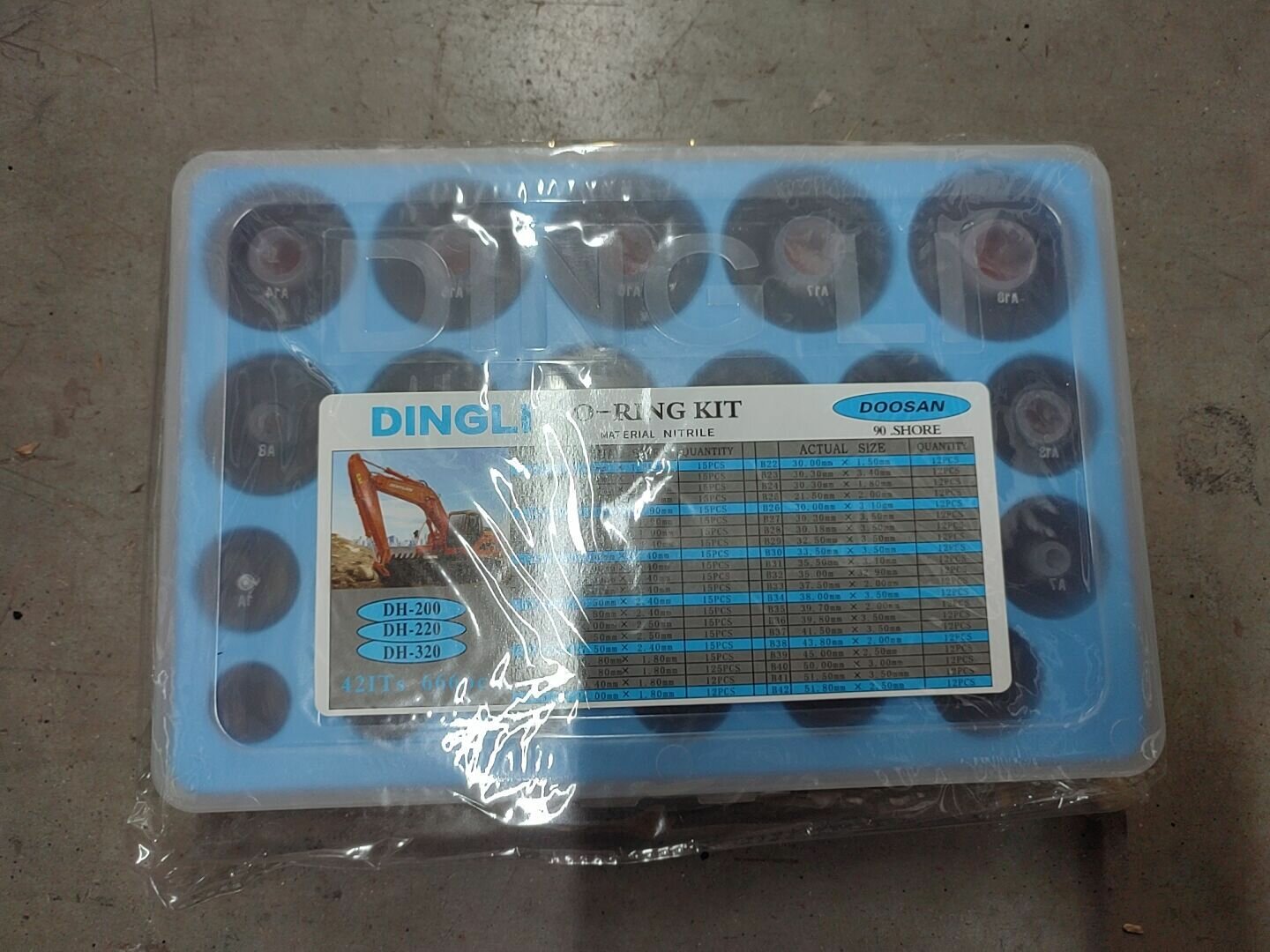 Набор колец резиновых уплотнительных О-колец DINGLI O-RING BOX DOO-666 (DL) Doosan 666 штук