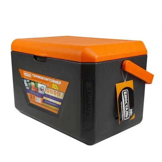Изотермический контейнер (термобокс) Biostal (10 л.), серый/оранжевый