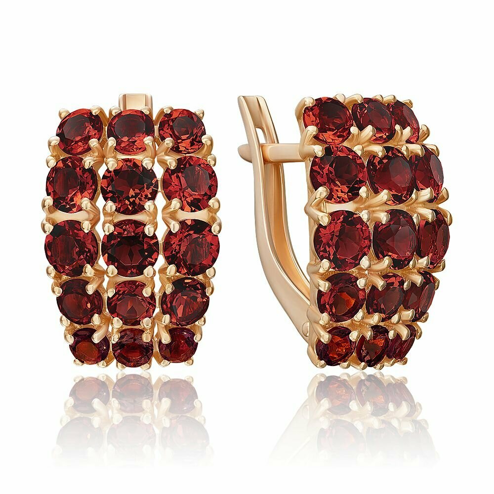 Серьги, красное золото, 585 проба, гранат