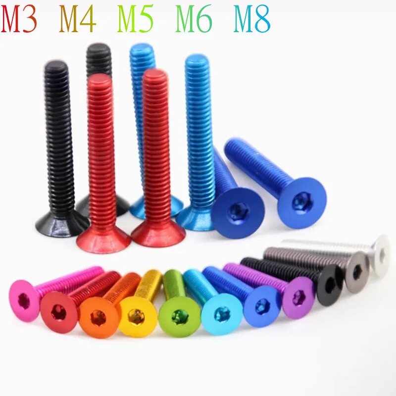 Цветной алюминиевый шестигранный винт с потайной головкой M3-M8 black, M5X10 10pc