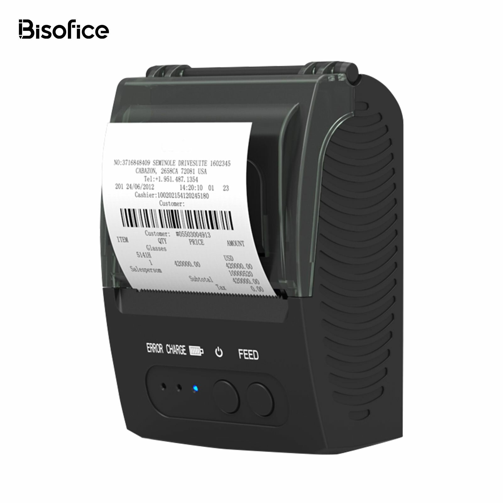 58-миллиметровый портативный мини-термальный чековый принтер с возможностью подключения по USB и Bluetooth, компактный дизайн для мобильного и настольного использования