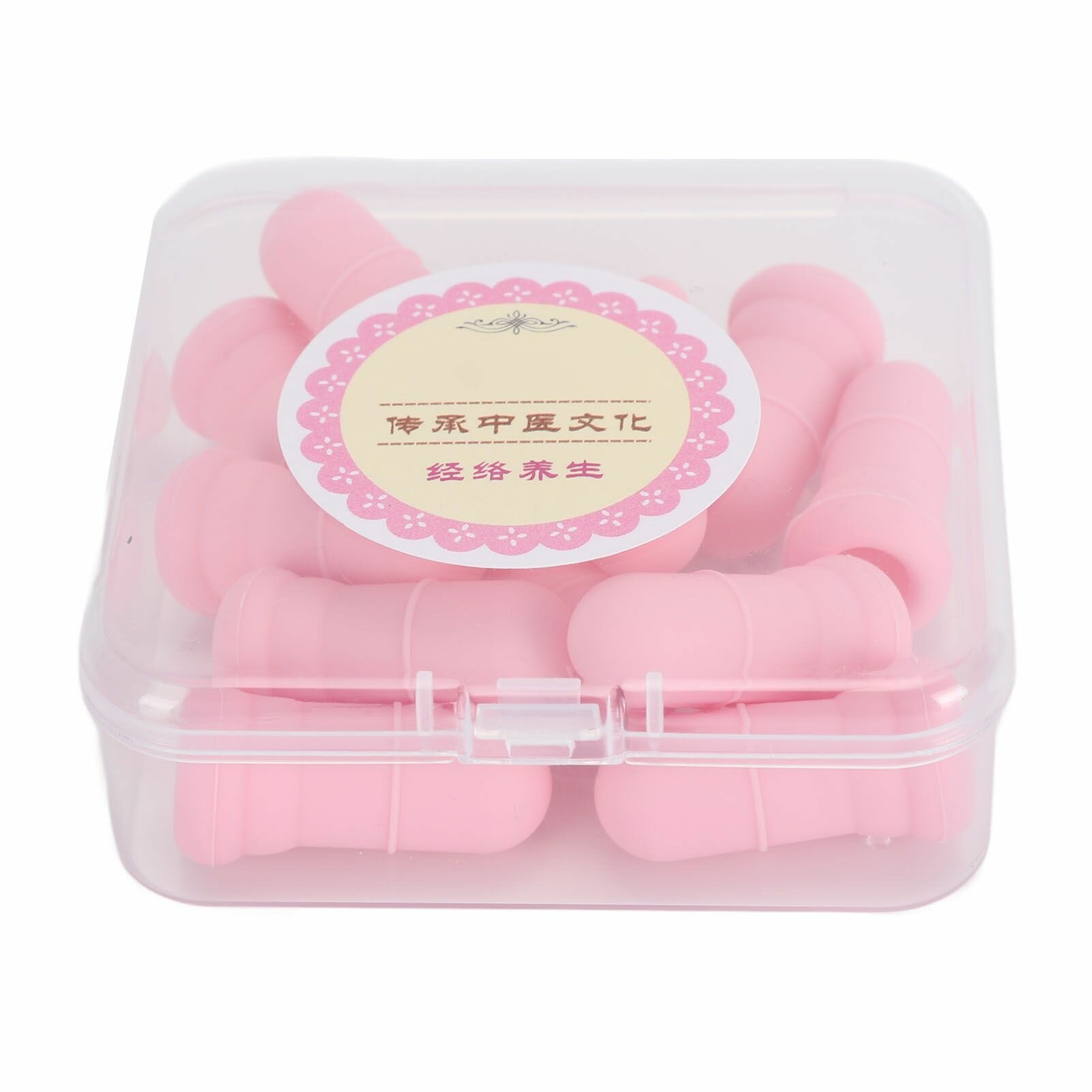 12 шт. силиконовые банки для лица, набор для снятия усталости глаз, вакуумные присоски, массажные чашки, косметический инструмент для области глаз, розовый