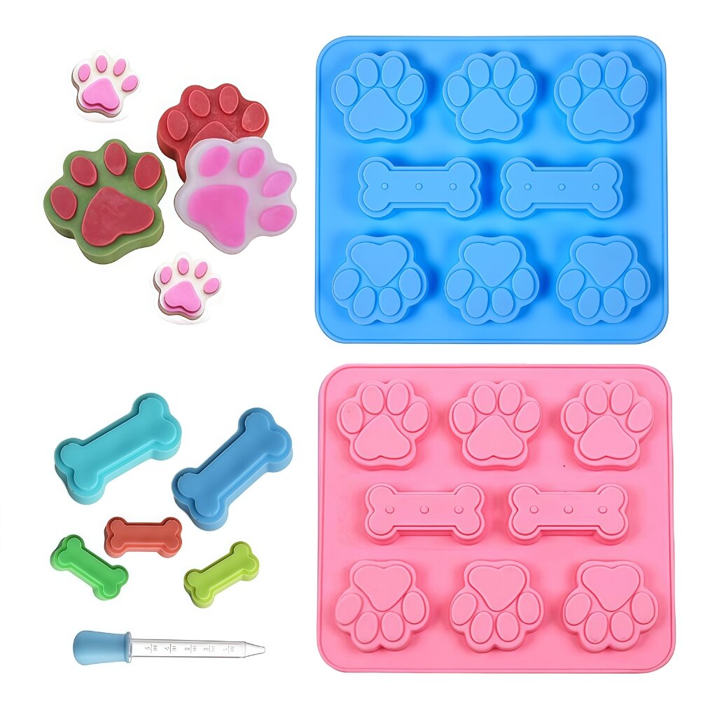 Набор Силиконовых Форм Для Собачьих Костяных Лап И Кошачьих Лап С 6 Полостями Для Конфет, Шоколада, Печенья, Выпечки, Аксессуаров Для Выпечки