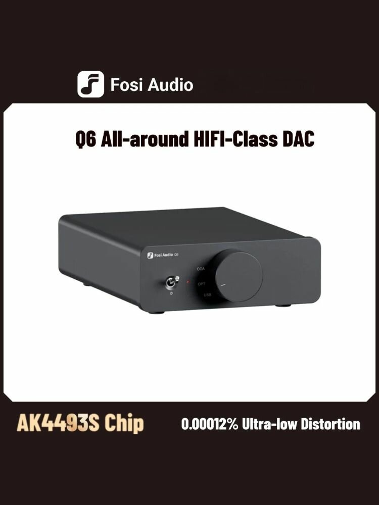 Fosi Audio Q6 USB ЦАП-набор Микросхем XMOS XU316 И AK4493S, PCM 768 КГц/32 Бит И Компактный Настольный Hi-Fi ЦАП DSD512