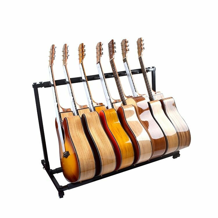 Подставка для 7 гитар акустических, классических / стойка для электрогитар. Напольная, с держателем грифа