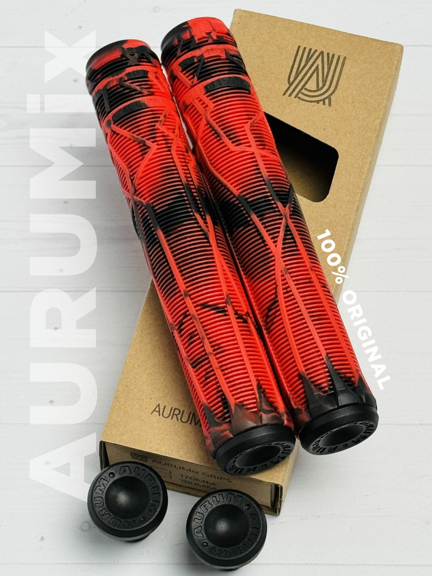 Грипсы AURUMix One Eighty 180мм Красный/Черный