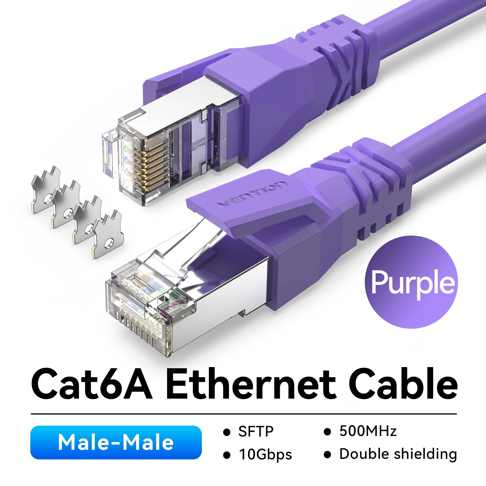 Vention Cat6A Ethernet кабель 10 Гбит/с Cat6A Cable Purple, 5m