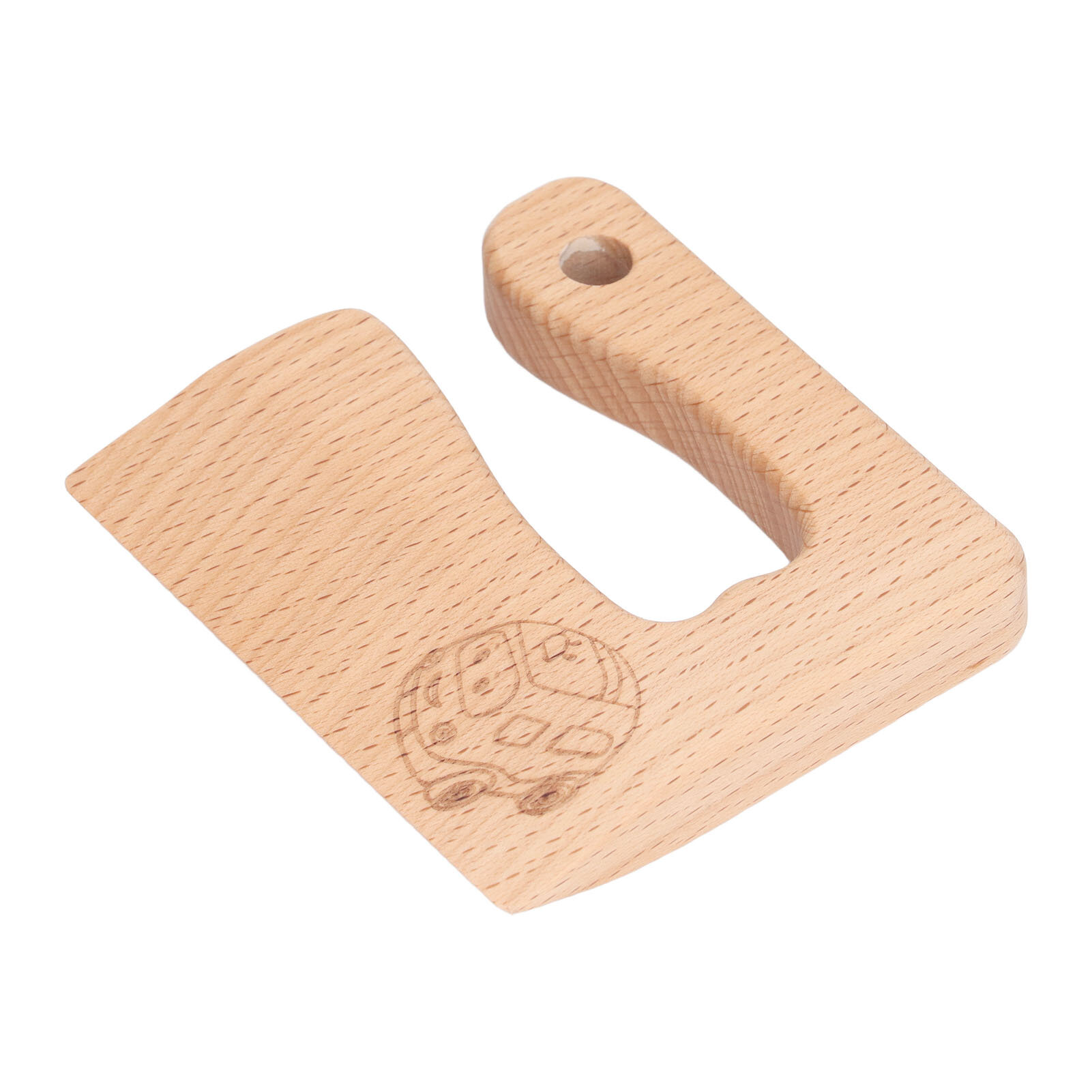 Детский деревянный нож, безопасный для приготовления пищи, игрушечный нож для овощей и фруктов, кухонный инструмент Монтессори с рисунком машины скорой помощи, обучающая игра