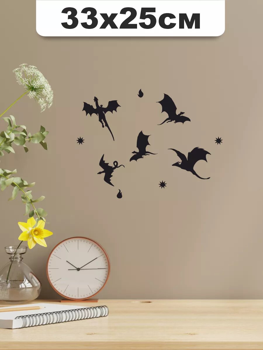 Наклейка на стену для декора интерьерная Драконы