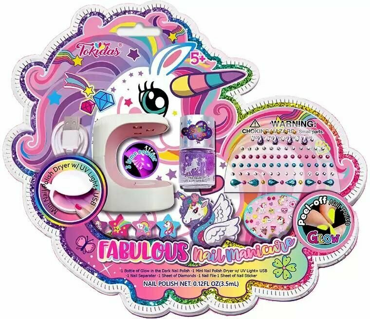 Набор детской косметики Tokidas лак для ногтей, лампа для сушки, аксессуары