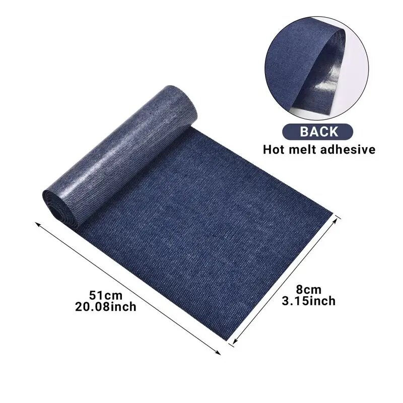 Черные и синие самоклеящиеся джинсовые нашивки 8x51 см Темно-синий, Patch-royal blue