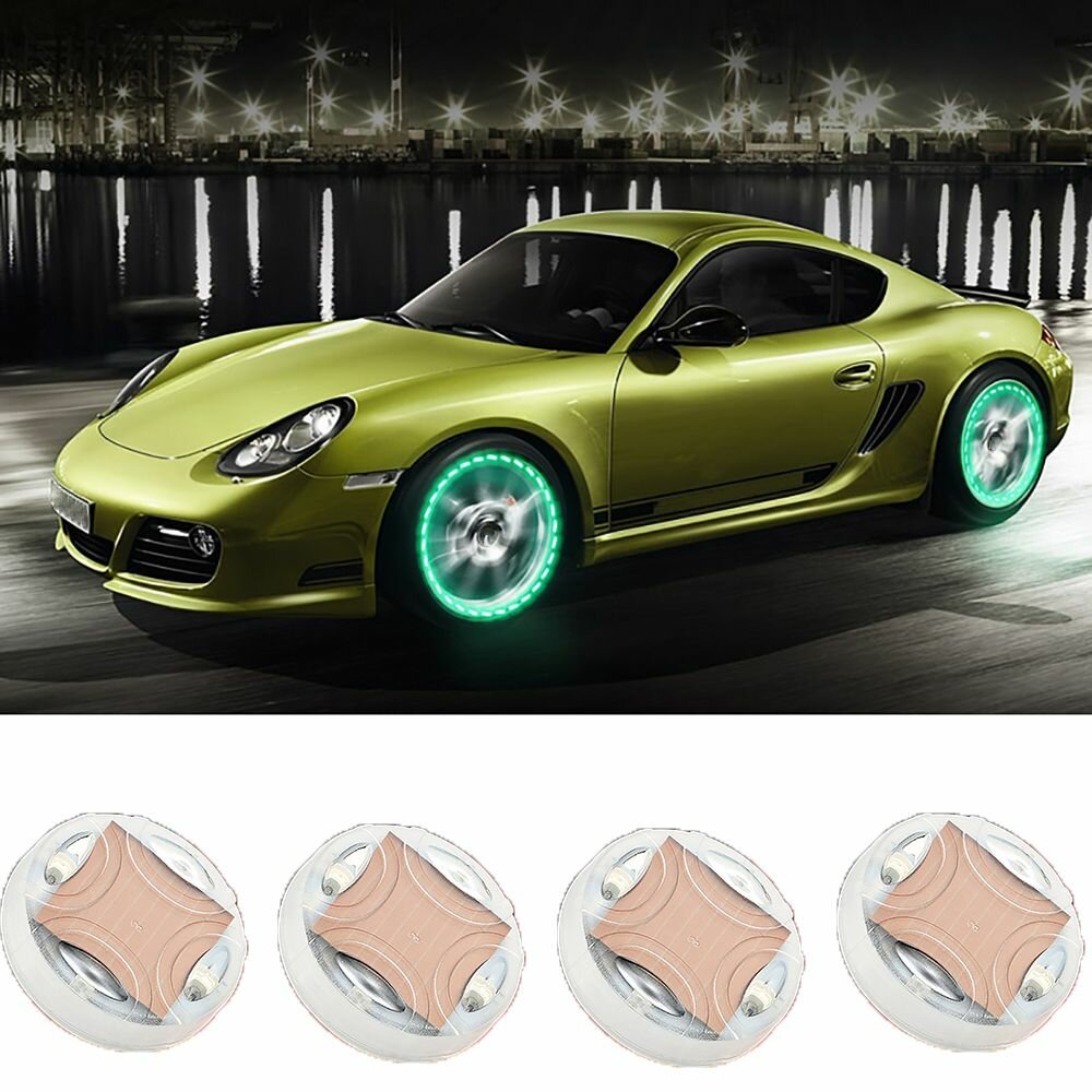 4 шт. 15-режимный автоматический мигающий светодиодный ламповый подсветка для шинных вентилей колесных дисков автомобиля на солнечной энергии