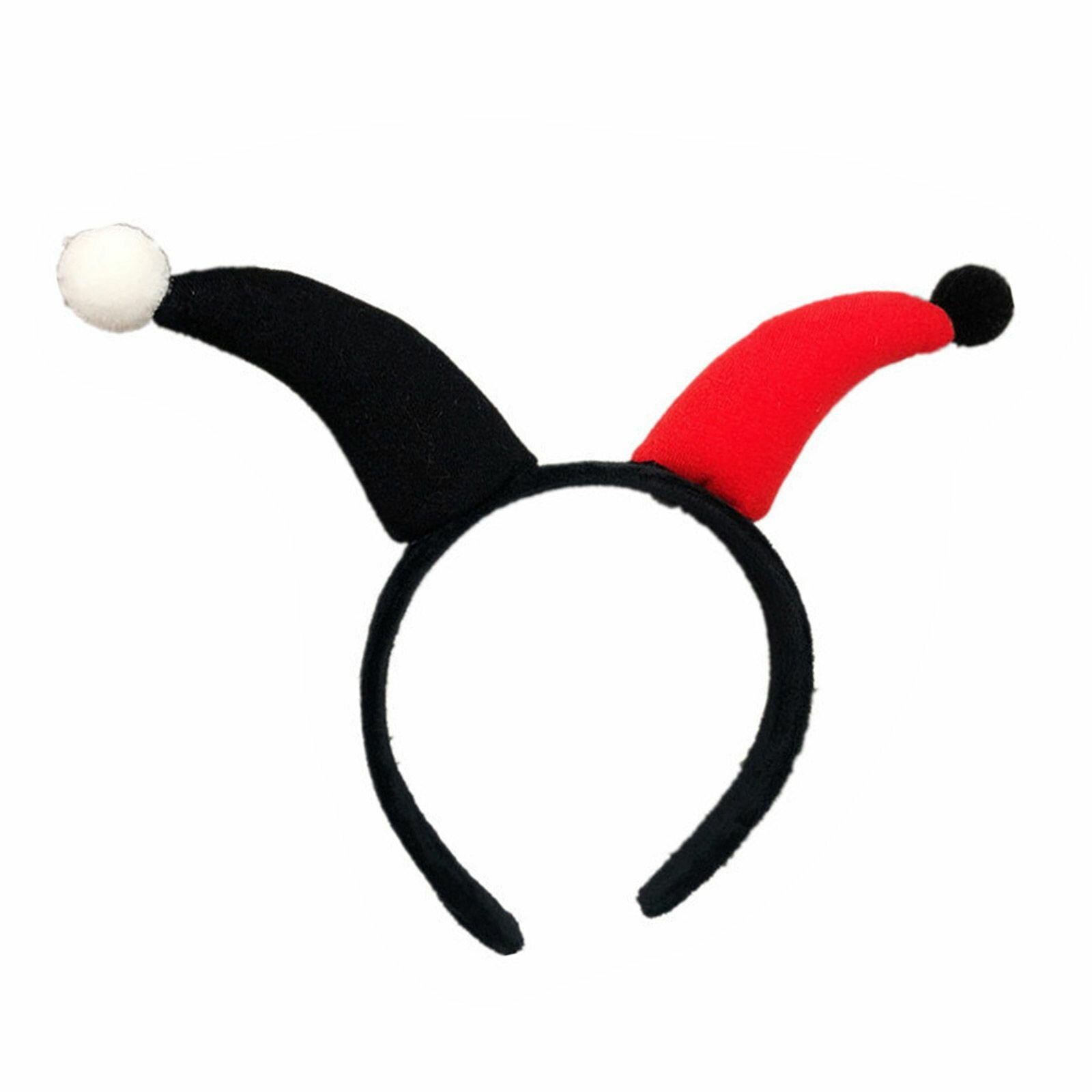 (1 штука) Повязка на голову в виде рога Маленького дьявола-Клоуна-Черные и красные