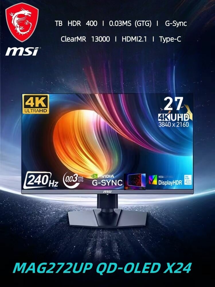 MSI 27" Монитор MAG 272UP QD-OLED X24,4K,240HZ,0.03ms(GTG), белый