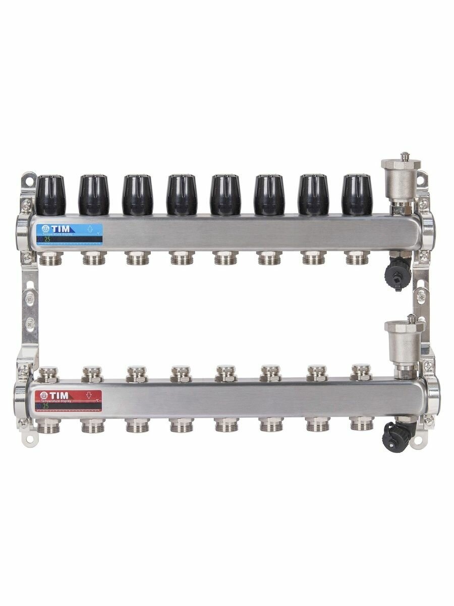 Коллектор 8 контуров для отопления, TIM, KBS5008