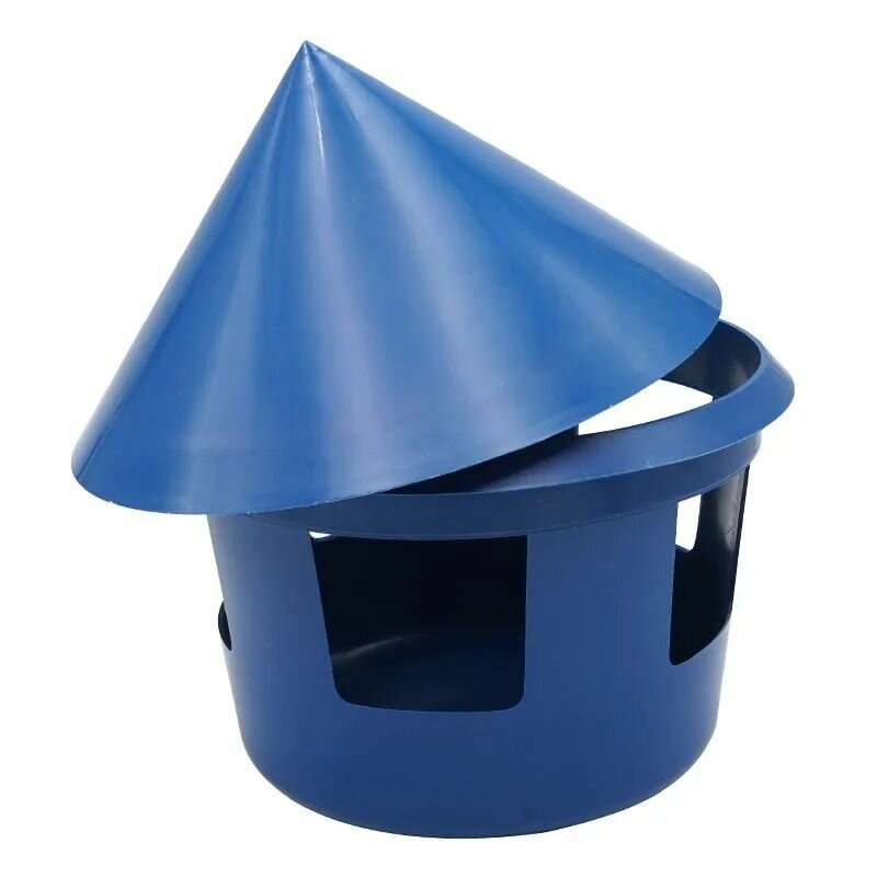 Пластиковая кормушка для голубей с 5 отверстиями, домик для птиц, синий – удобная и безопасная