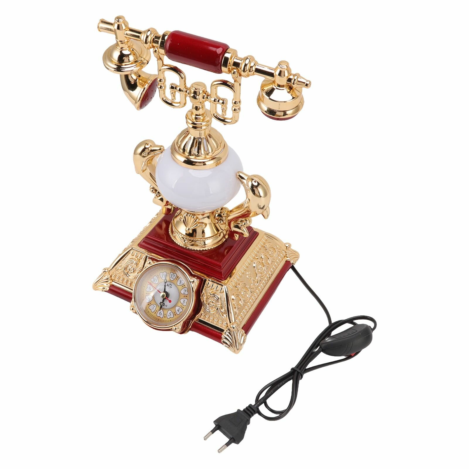 Ретро будильник с настольной лампой и теплым светом, винтажная модель телефона для дома, кафе и офиса