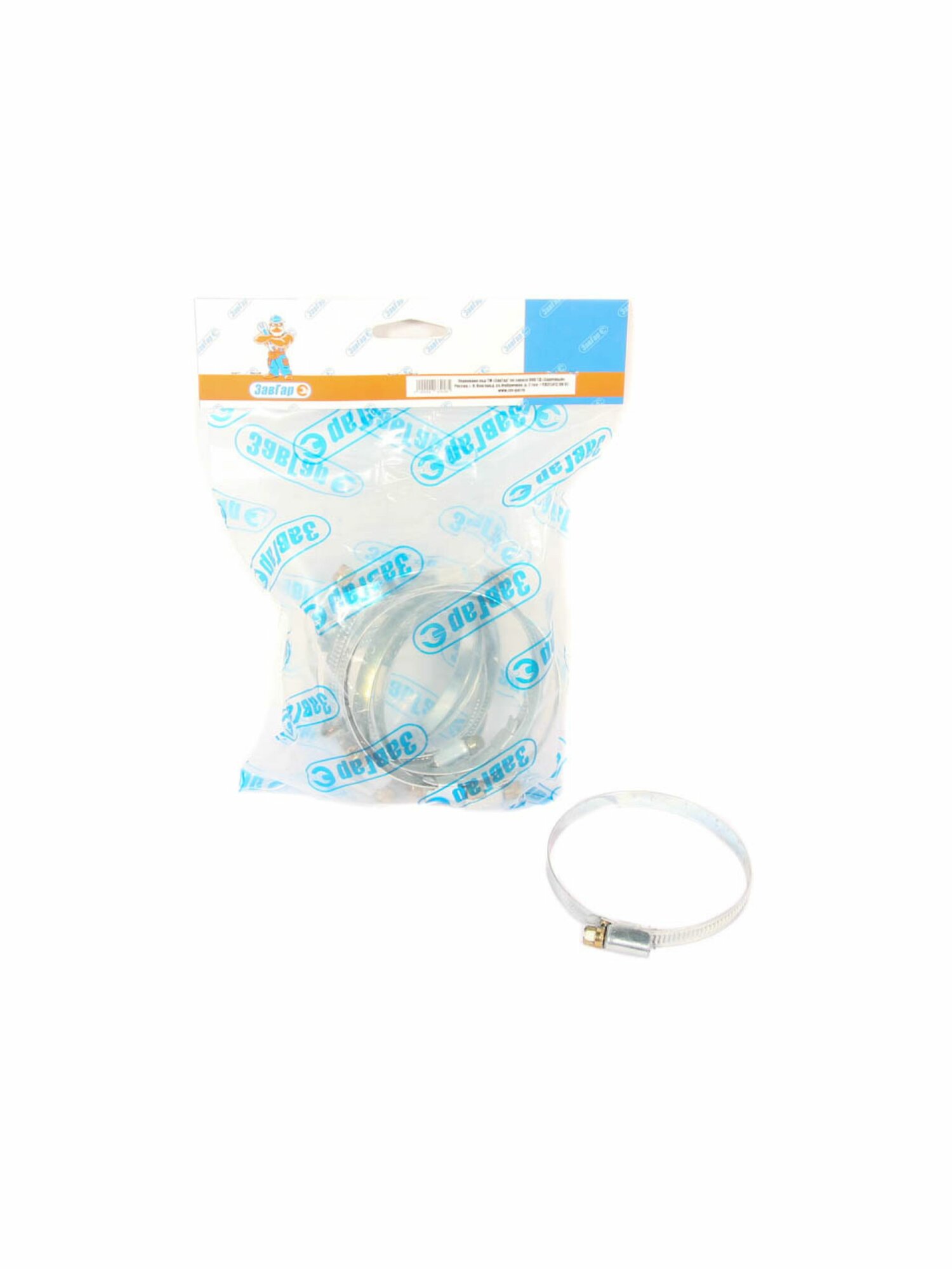 Хомут червячный 60-80 мм "ЗавГар" оцинкованная сталь упаковка 10 шт