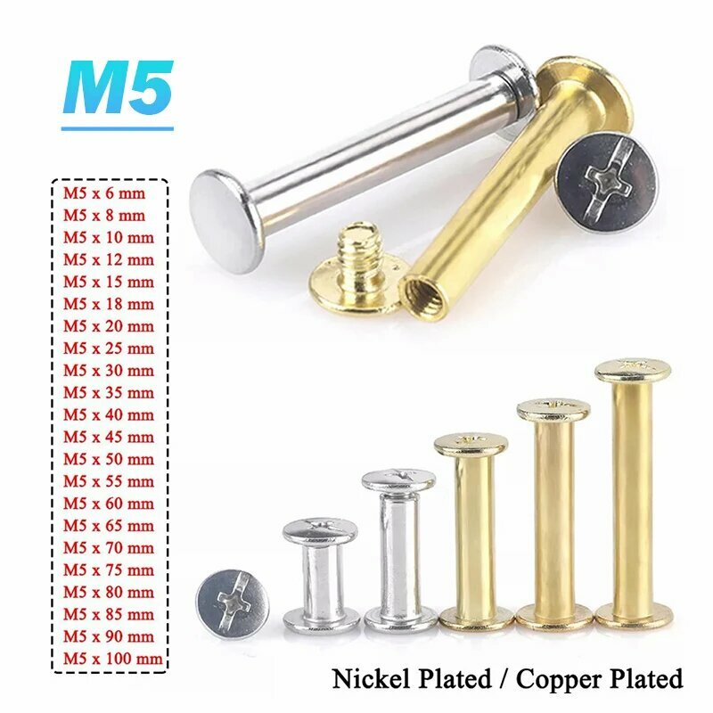 Крепежные винты M5 углеродистая сталь 6-100 мм Copper Plating, 55mm-3set